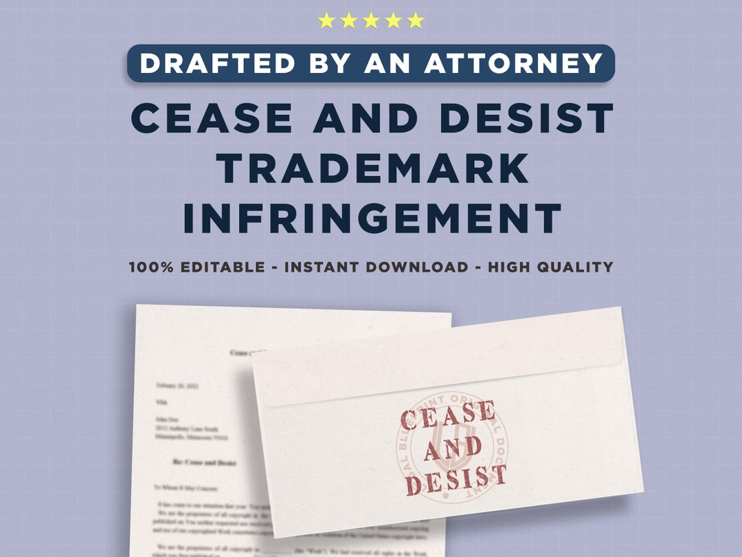 Cease and Desist Letter – Trademark Infringement PRINTABLE and EDITABLE ...