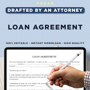 Loan Agreement PRINTABLE and EDITABLE Legal Form Template Standard for ...