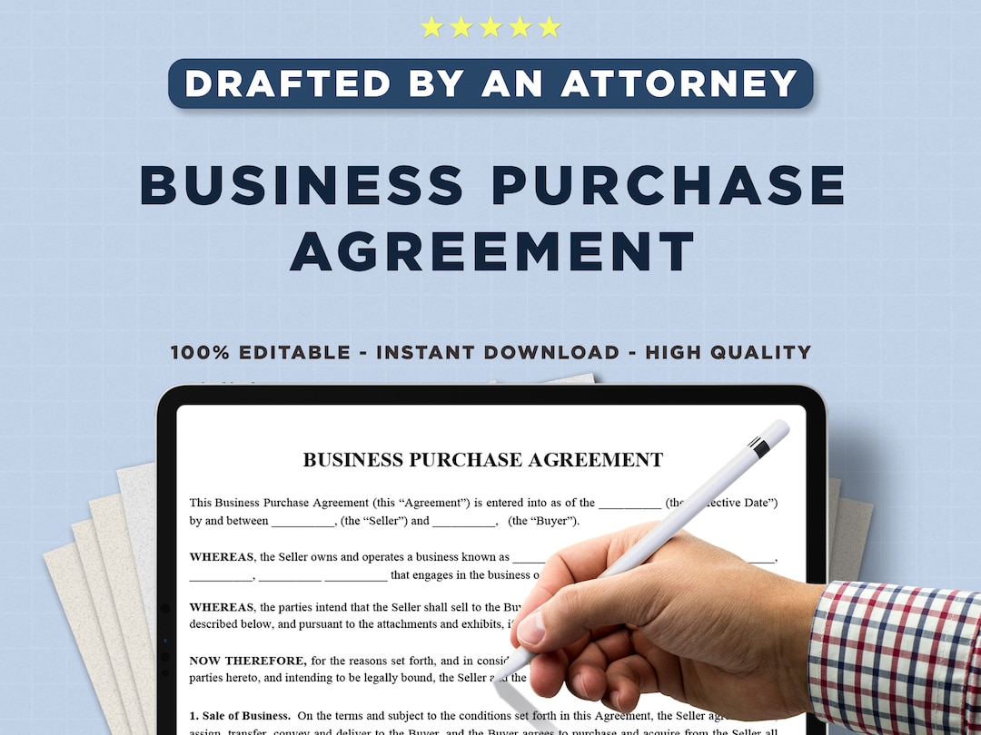 Business Purchase Agreement PRINTABLE and EDITABLE Legal Form Document ...