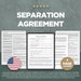 Separation Agreement + Notary Acknowledgement PRINTABLE and EDITABLE ...