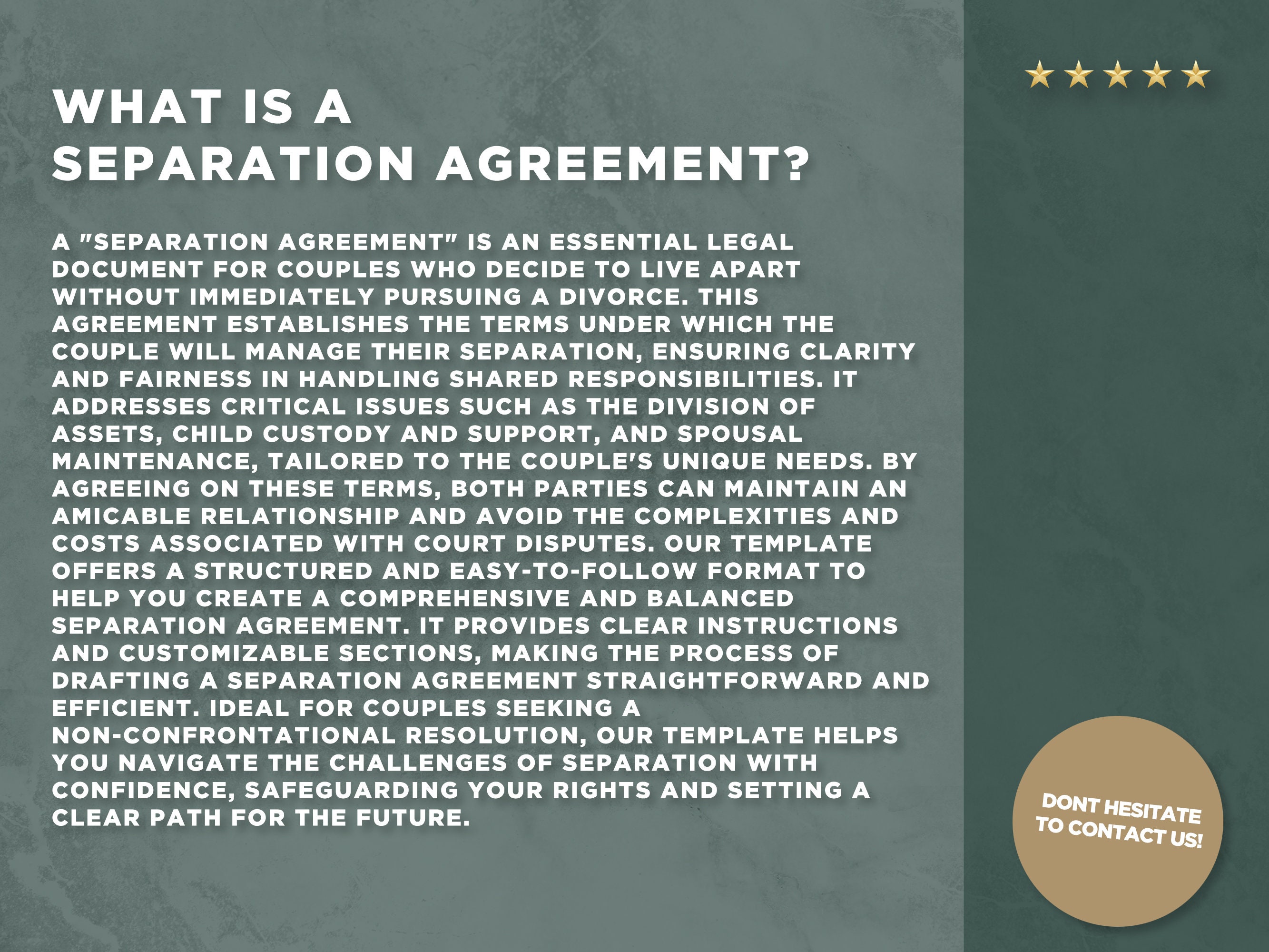Separation Agreement + Notary Acknowledgement PRINTABLE and EDITABLE ...