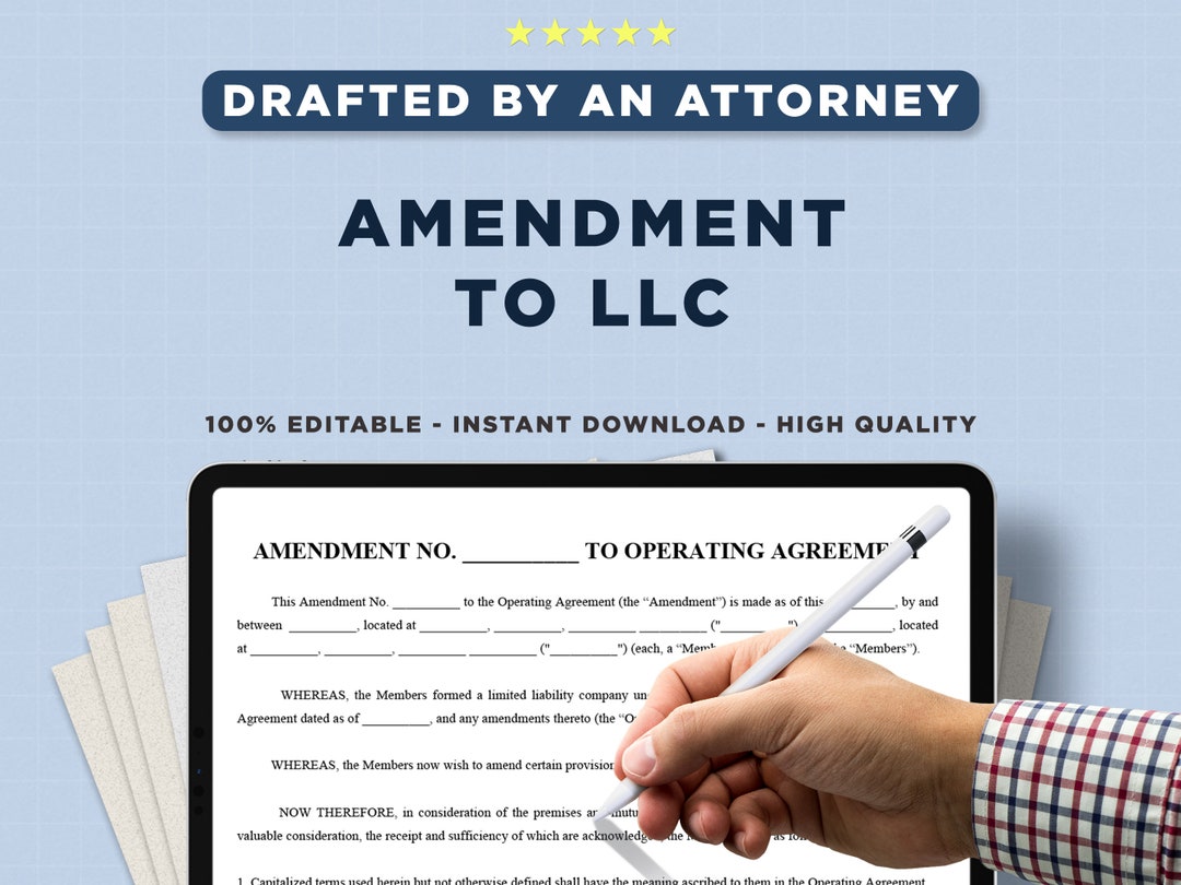 Amendment to Llc Operating Agreement PRINTABLE and EDITABLE Legal Form ...
