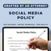Social Media Policy PRINTABLE and EDITABLE Legal Form Document Template ...