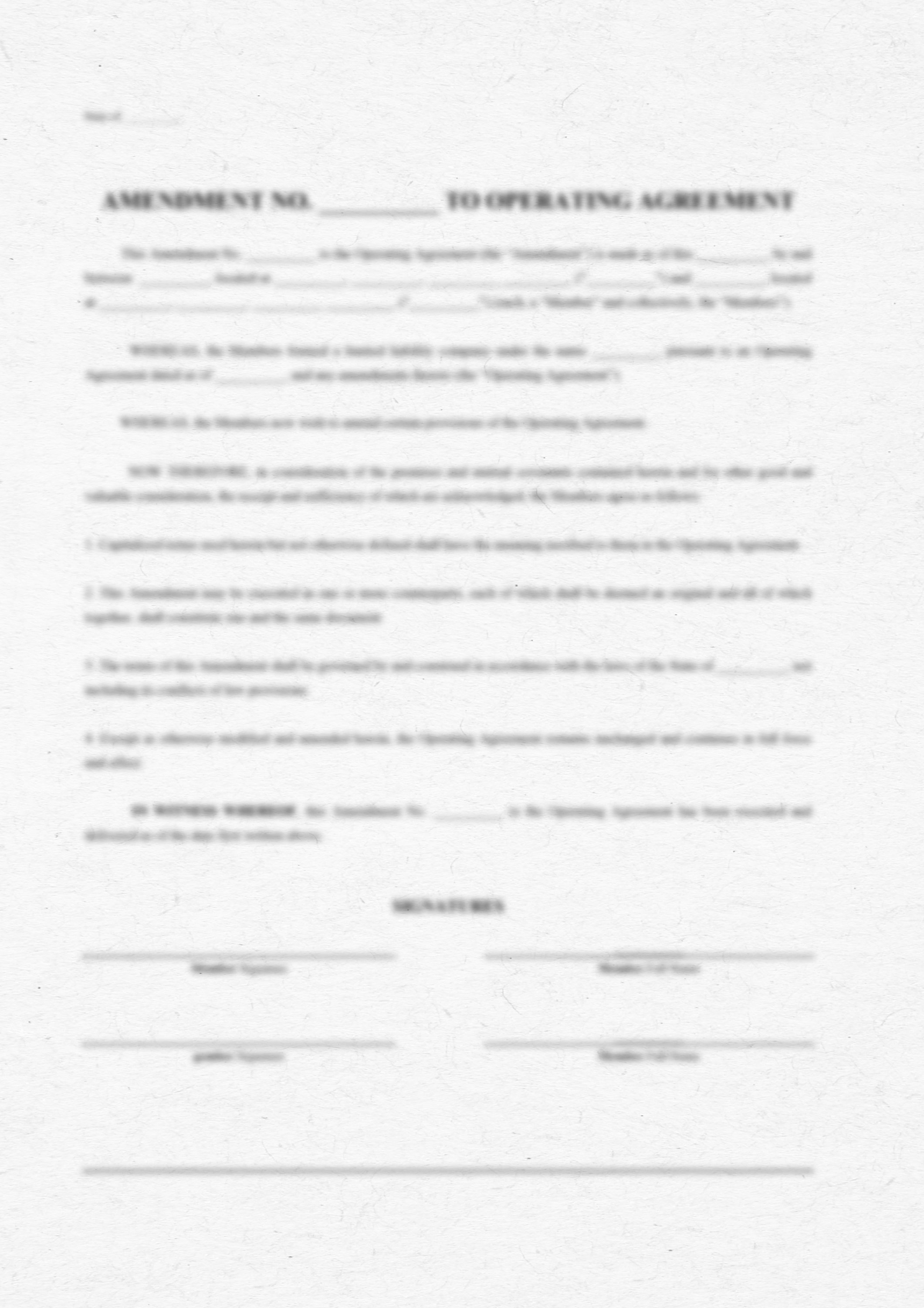 Llc Operating Agreement Amendment Template