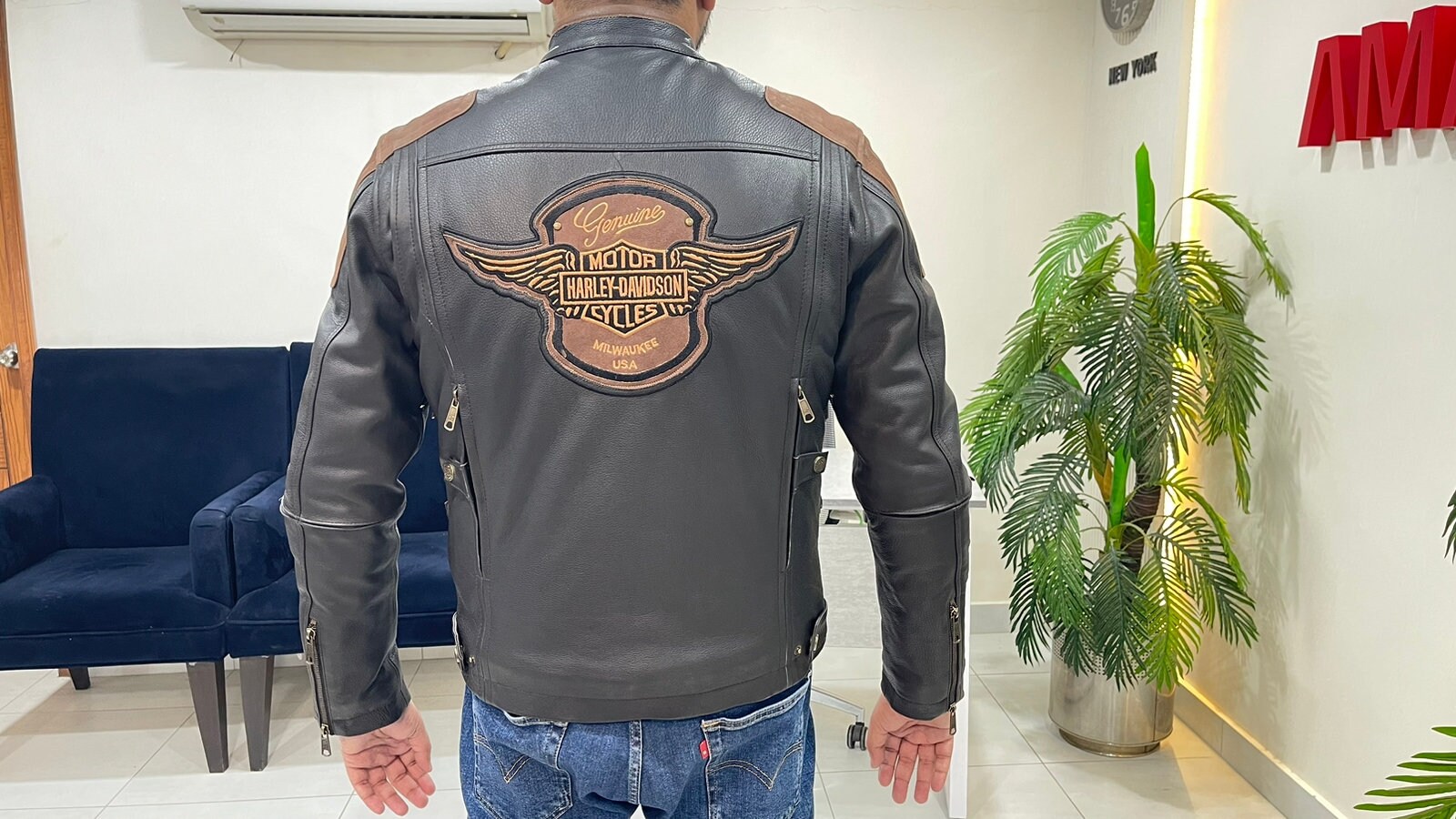 Harley Davidson H-D Triple Vent System Trostel Distressed Leather Biker ...