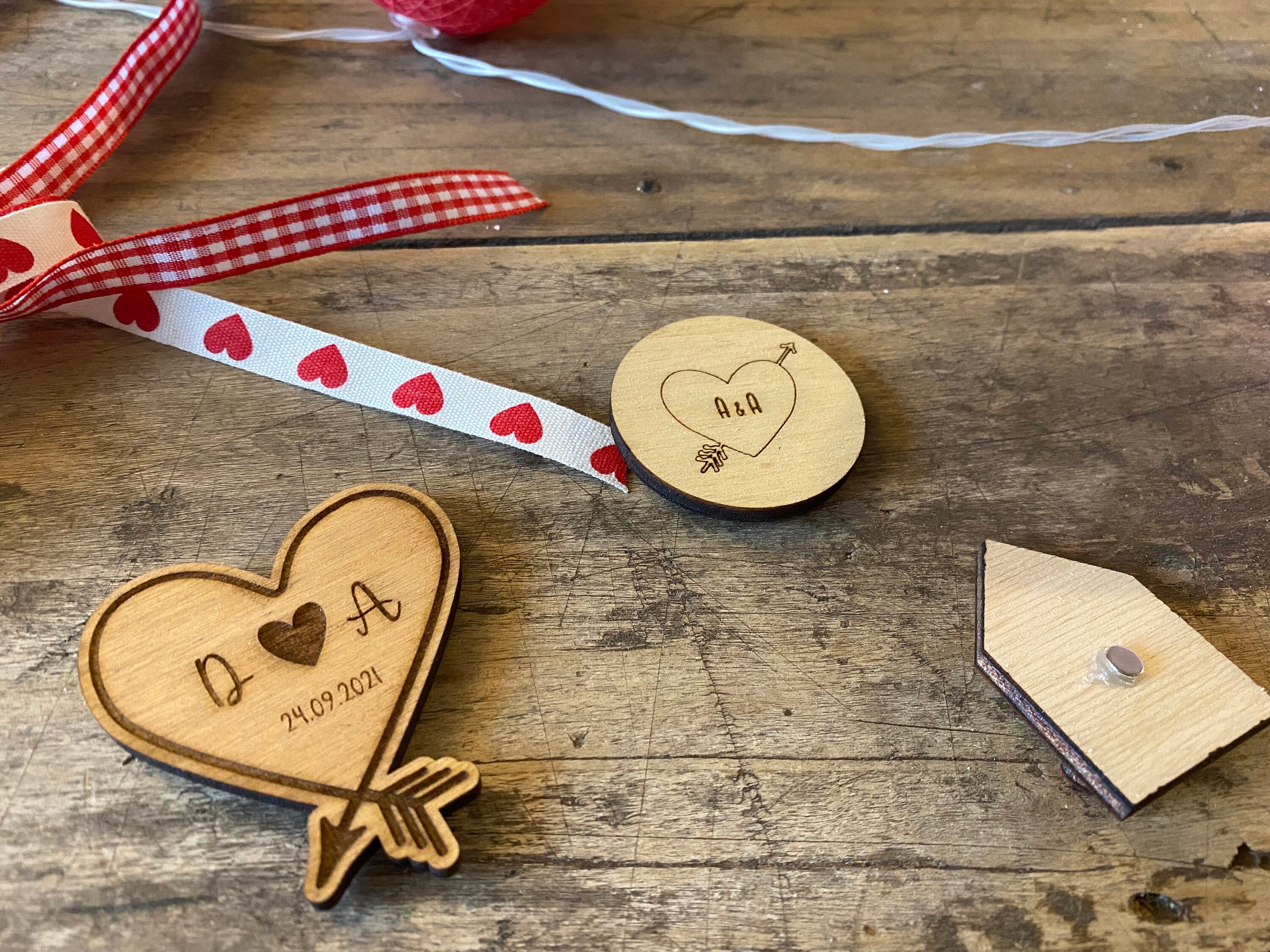 Engraved Wooden Magnet Heart Shape, Round, Little House/ Valentine's ...