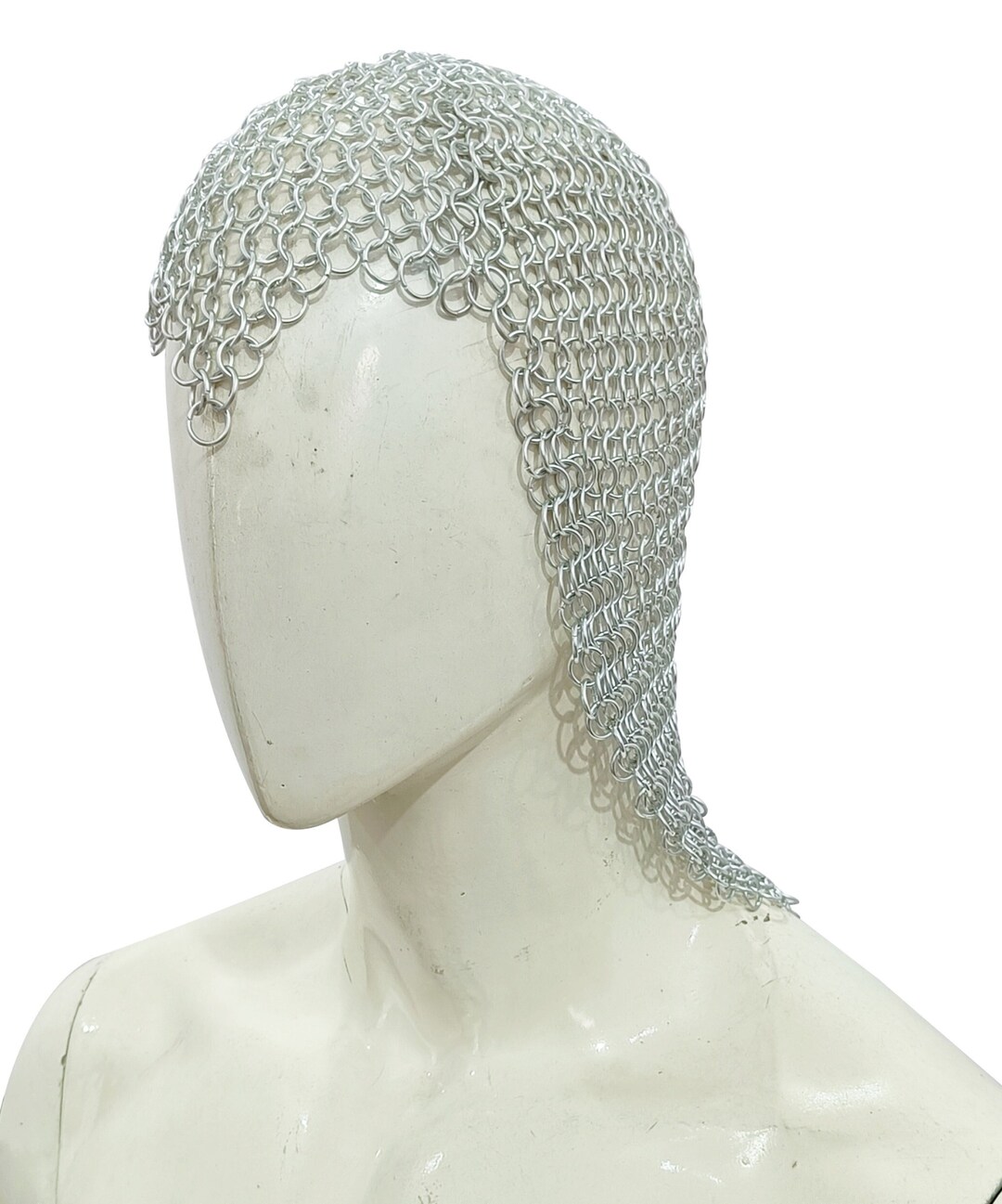 Chainmail Coif 10mm Butted Aluminum Medieval Hood V-shape Design ...