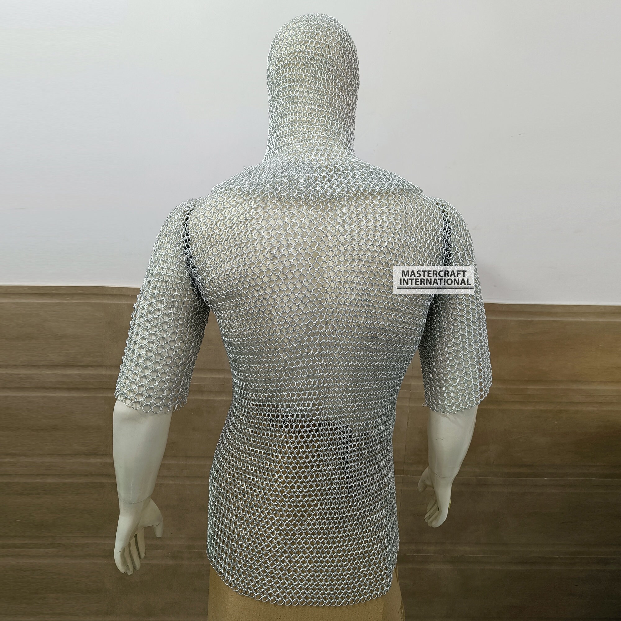 Medieval Chainmail Shirt With Coif Half Sleeves Aluminum Butted Ring Handmade Cosplay Costume ...