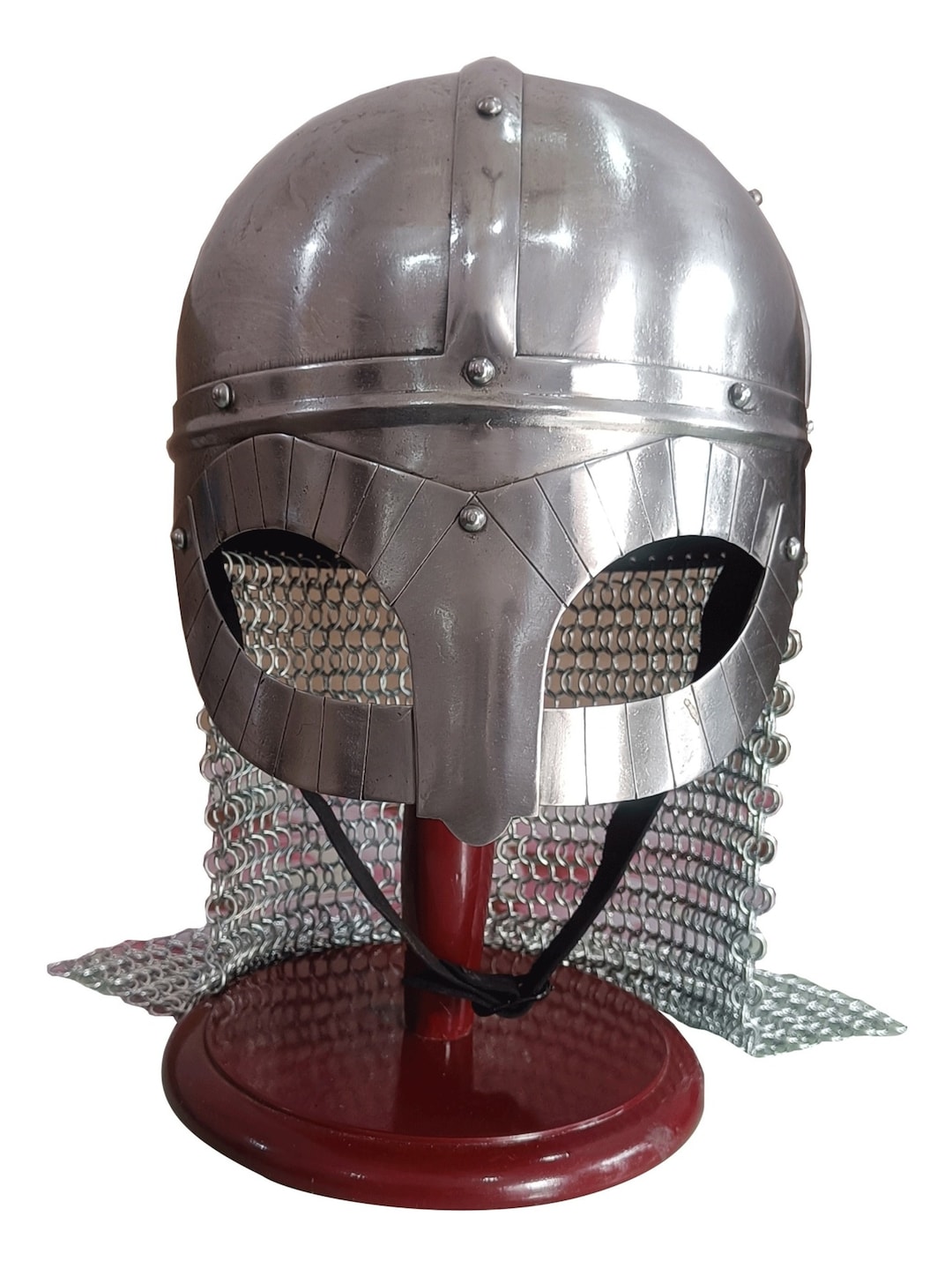 Viking Helmet With Chainmail Mild Steel Medieval Knight Crusader Armor ...