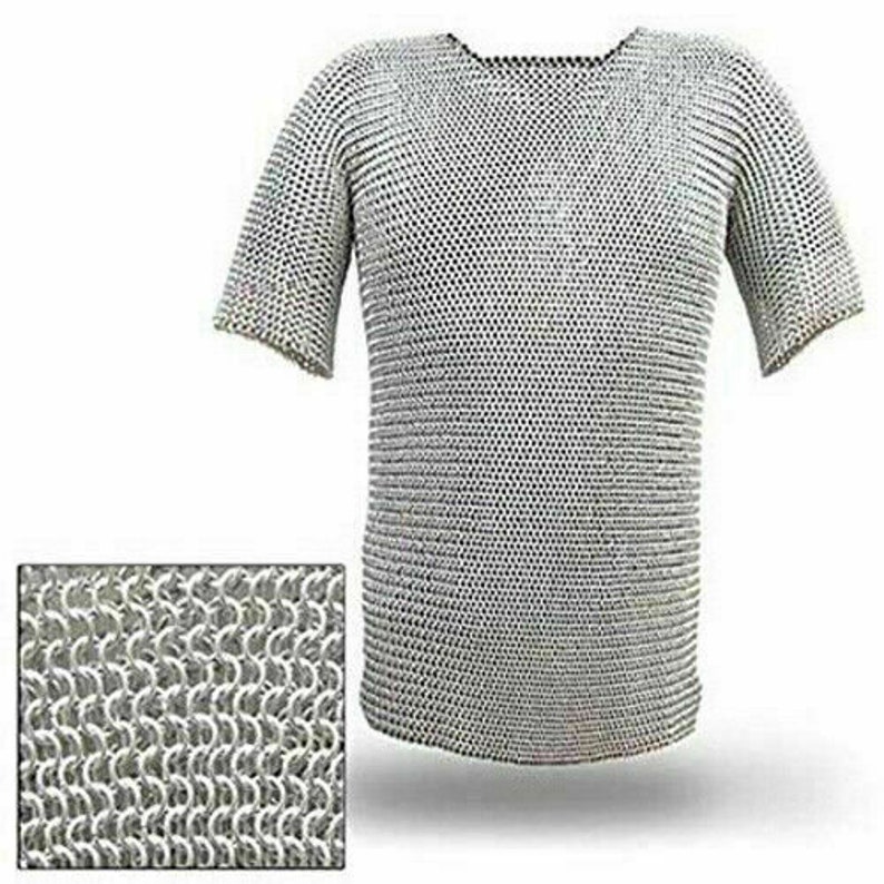 Medieval Chainmail Shirt Half Sleeve Aluminium Butted 10MM Ring 100% ...