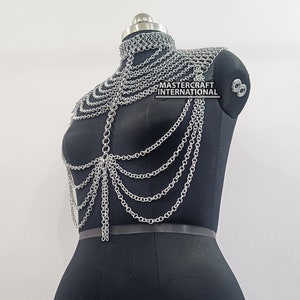 Chainmail Shoulder Jewelry Aluminum Medieval Halter Top, Rave Outfit ...