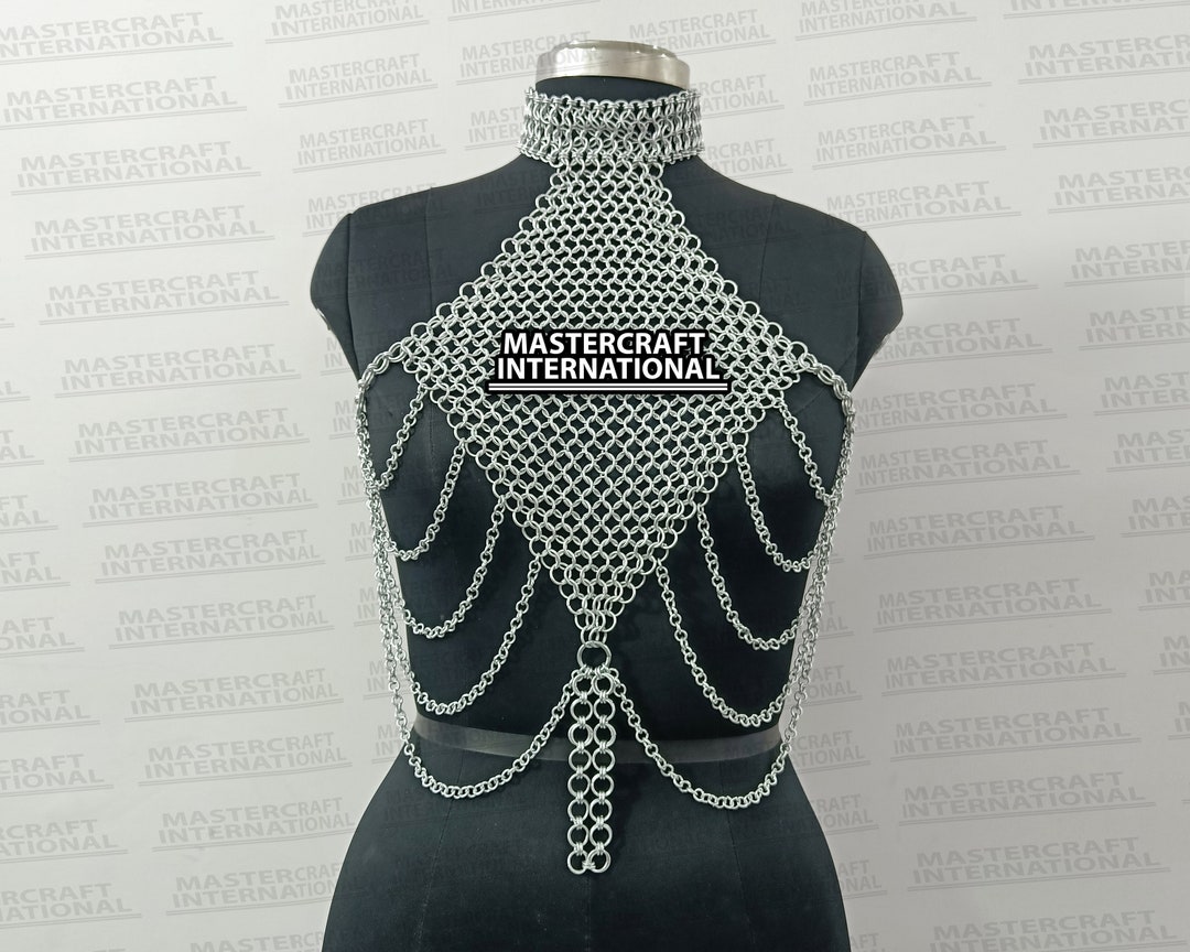 Chainmail Top Bra Aluminum Jump Ring Halter Neck Small Chain Layers ...