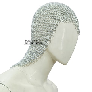 Chainmail Coif | 10mm | Butted | Aluminum | Medieval Hood Cosplay ...