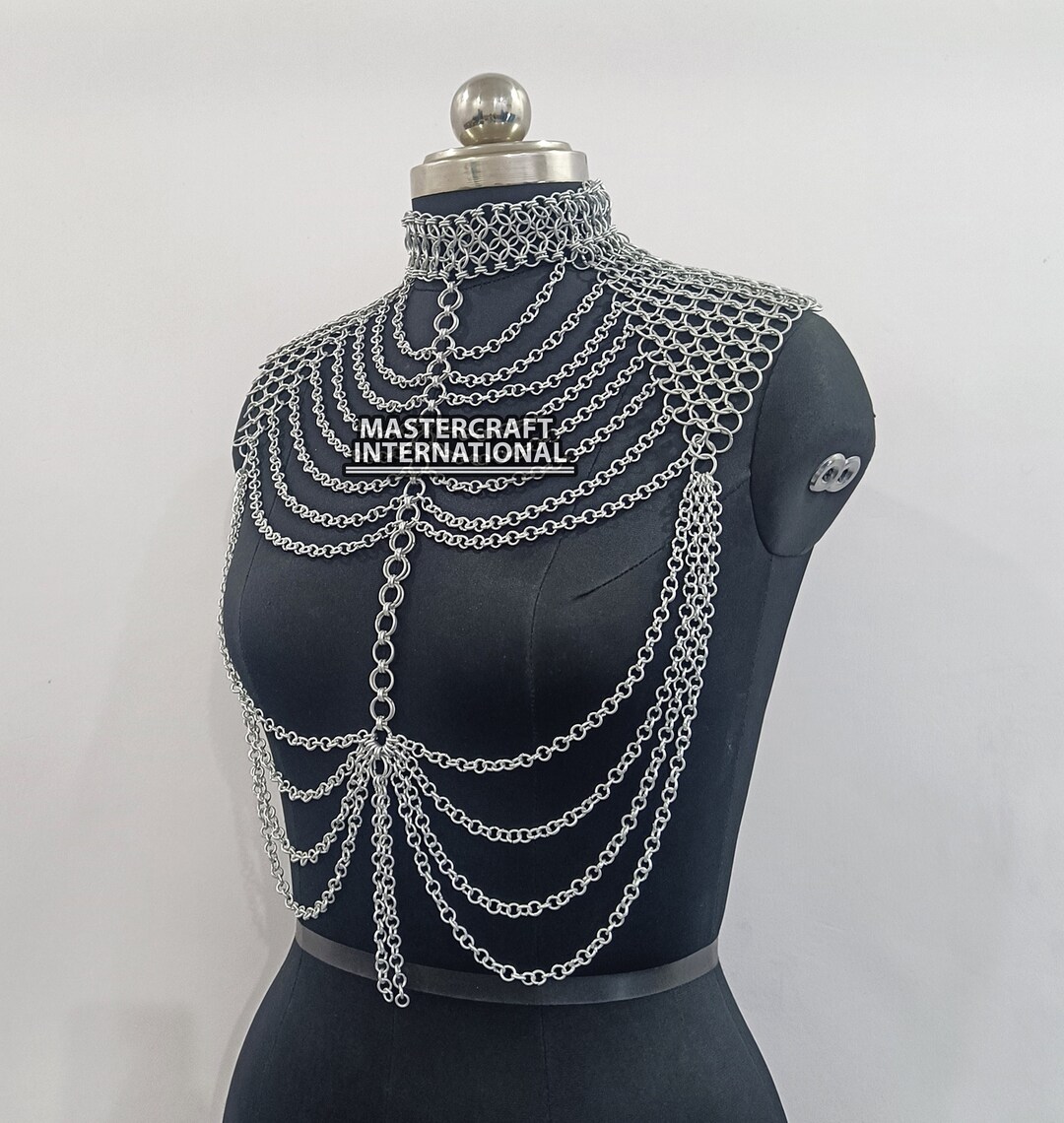Chainmail Shoulder Jewelry Aluminum Medieval Halter Top, Rave Outfit ...
