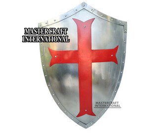 Medieval Armor Crusader Shield Battle Knight Templar Red Cross Design ...