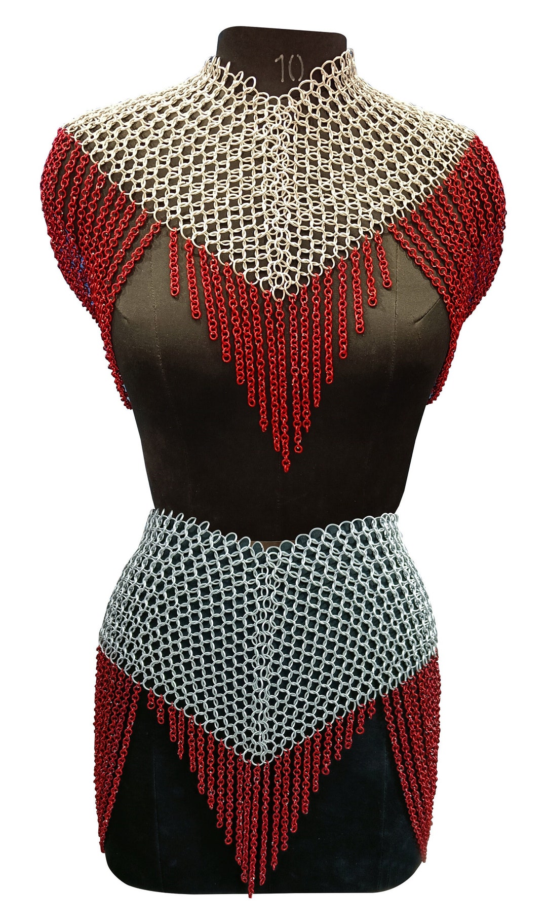 Chainmail Collar and Skirt Aluminum Chain Layers Neck Piece Shoulder ...