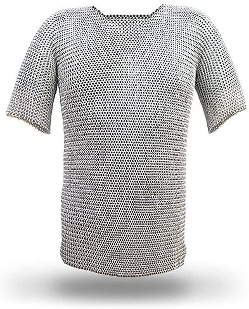 Medieval Chainmail Shirt Half Sleeve Aluminium Butted 10MM Ring 100% Handmade Hauberk Armor ...