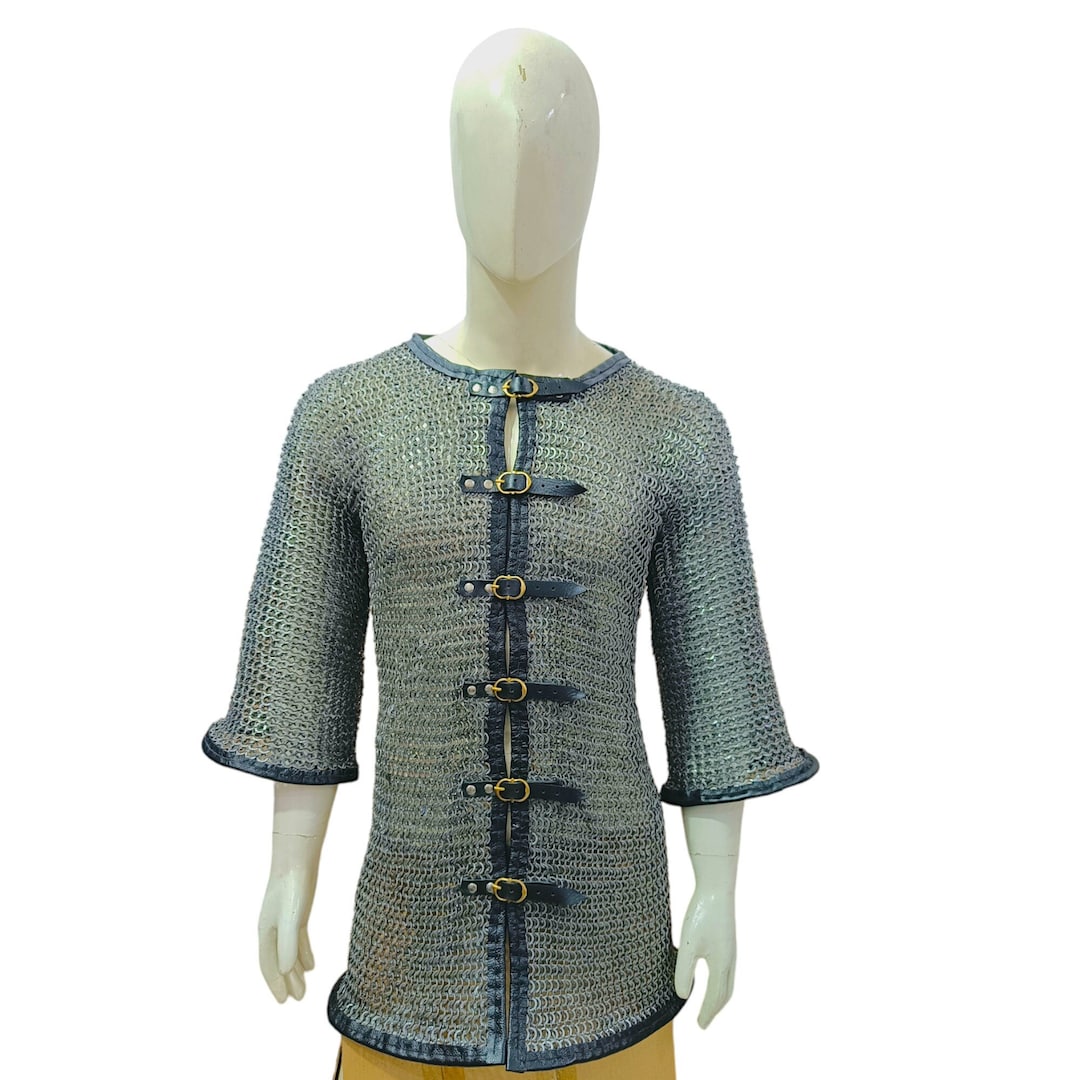 Chainmail Shirt 09MM Half Sleeves Flat Riveted With Flat Washer Mild ...