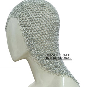 Chainmail Coif | 10mm | Butted | Aluminum | Medieval Hood Cosplay ...