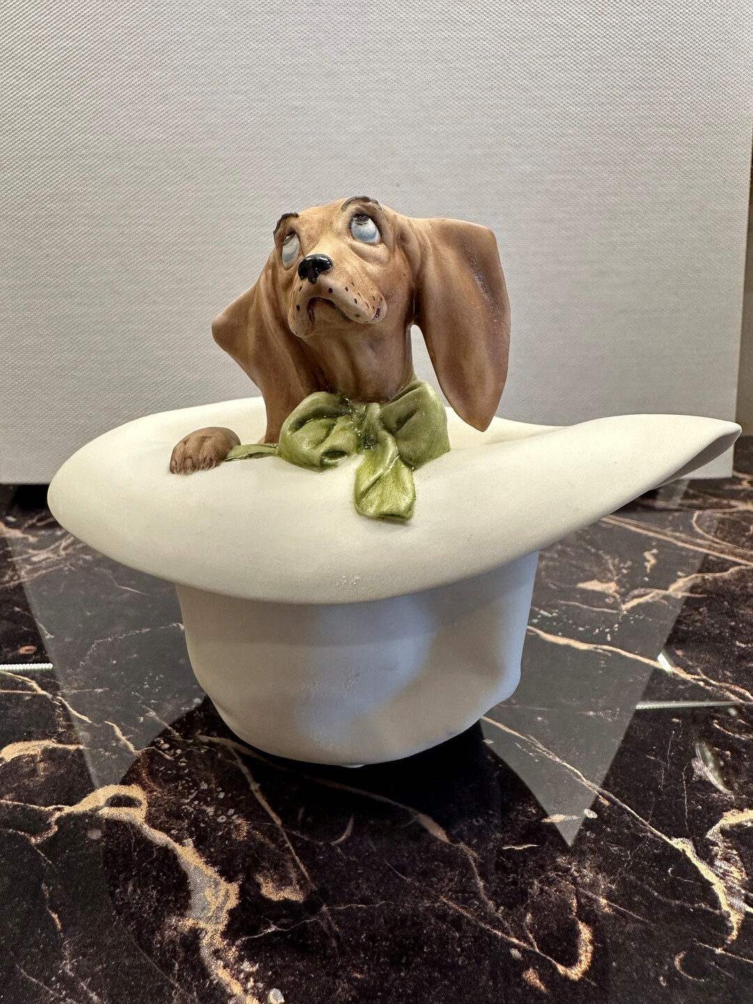 Hand Painted Capodimonte Porcelain Sculpture of A Dachshund Sat in A ...
