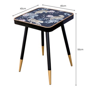 Leopard Design Glass Top Square Side Table With Black Metal Legs Sofa ...