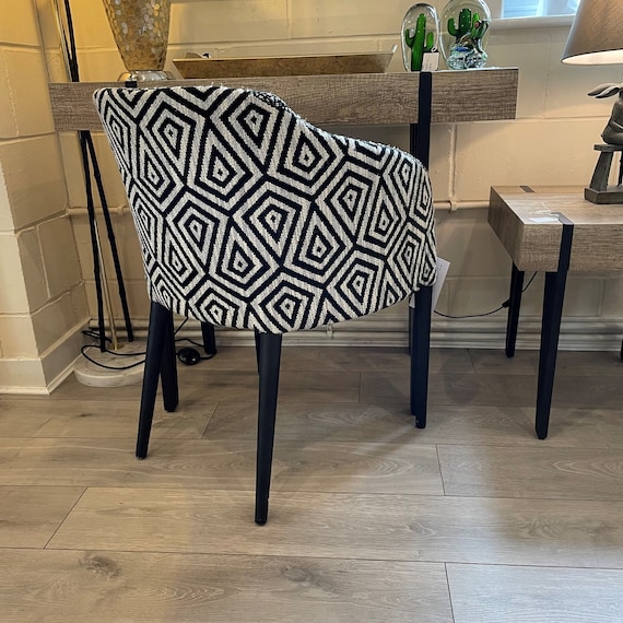 Brigida Fabric Linen Tub Chair With Black Legs - Etsy UK