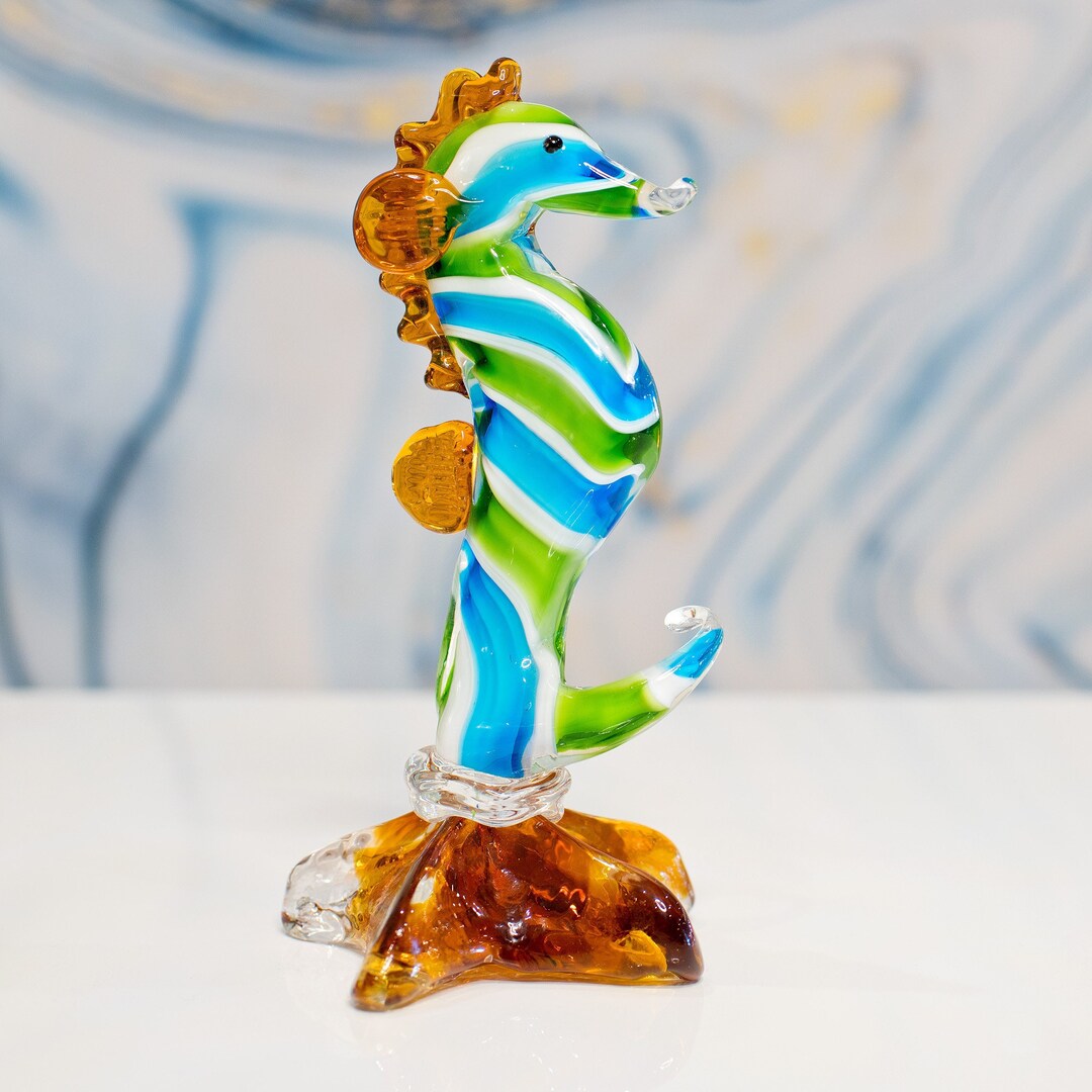 Venetian Glass Seahorse Sculpture Ocean Nautical Home Decor - Etsy