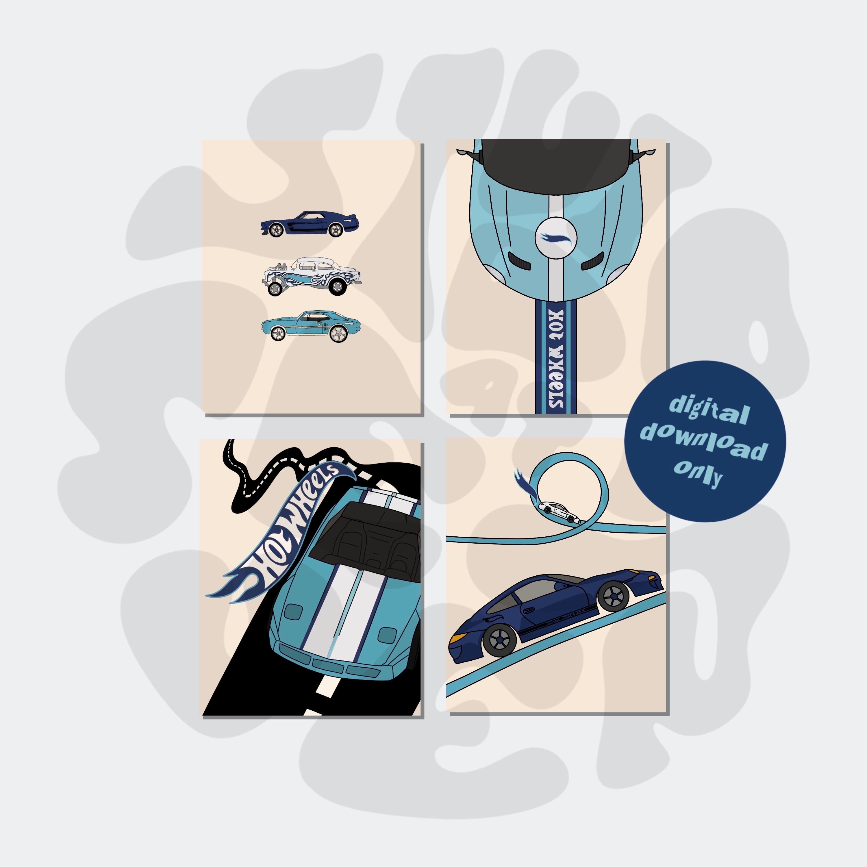 Hot Wheels Car Set of 4 Printable - Etsy