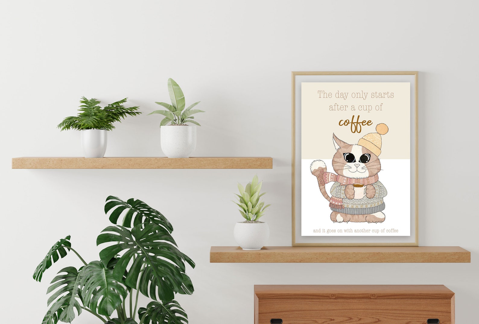 Coffee Cat Poster / Handmade Illustration / Coffee Lovers / Cat Lovers ...