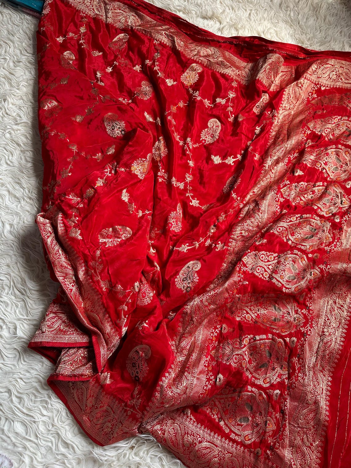 Red Mashru Meena BANARASI Saree Silk Handmade Designer for Women ...