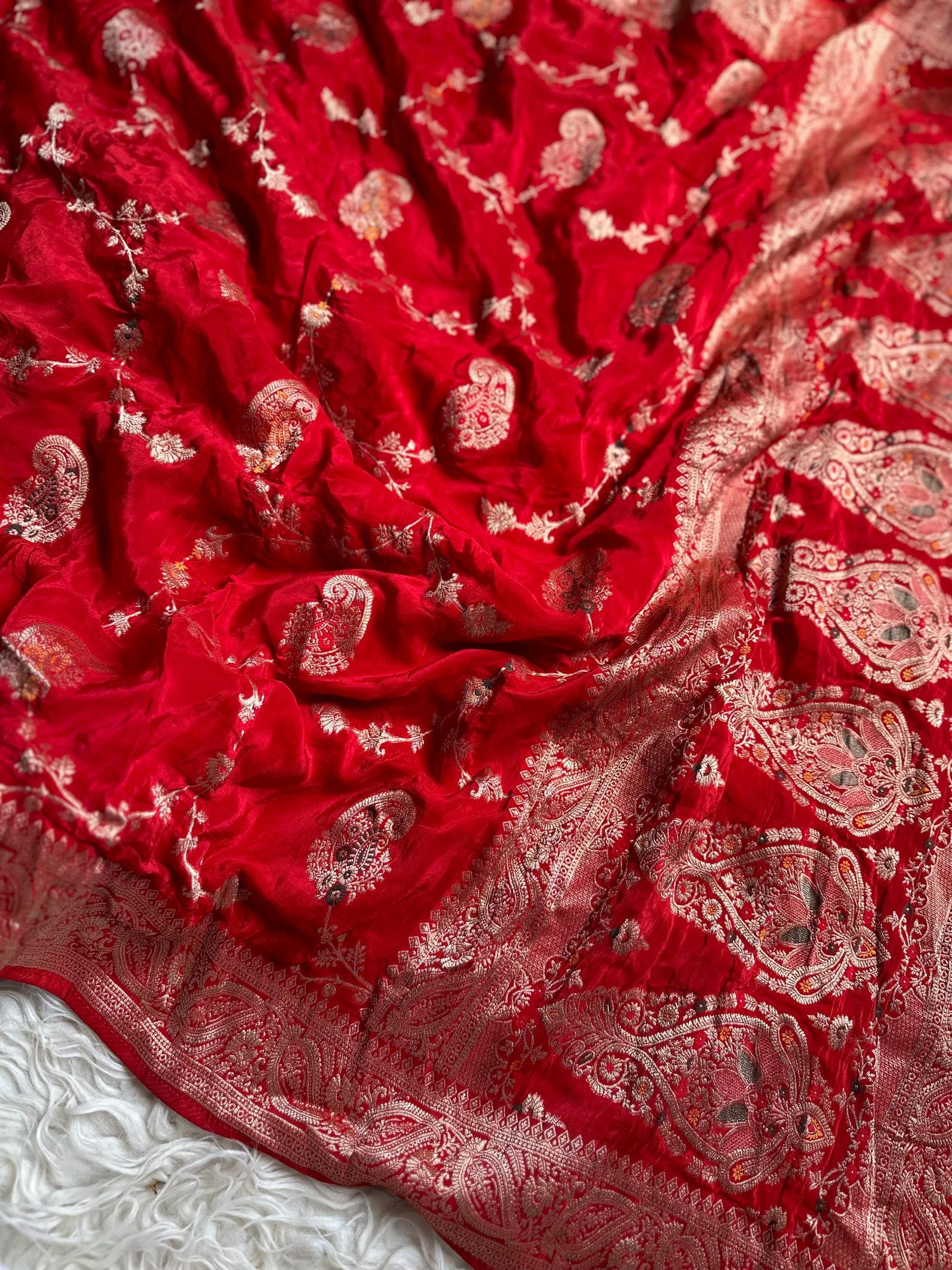 Red Mashru Meena BANARASI Saree Silk Handmade Designer for Women ...