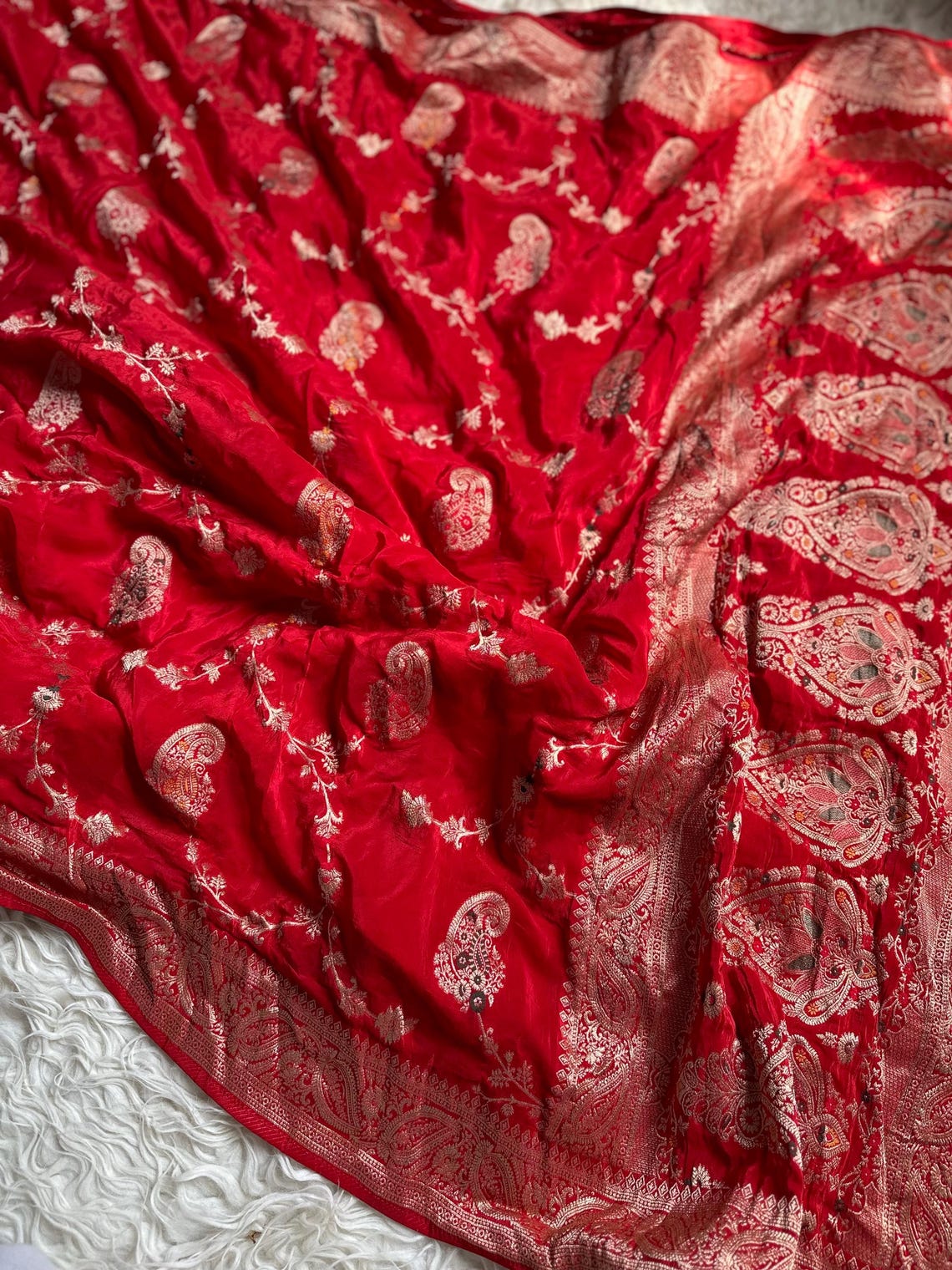 Red Mashru Meena BANARASI Saree Silk Handmade Designer for Women ...