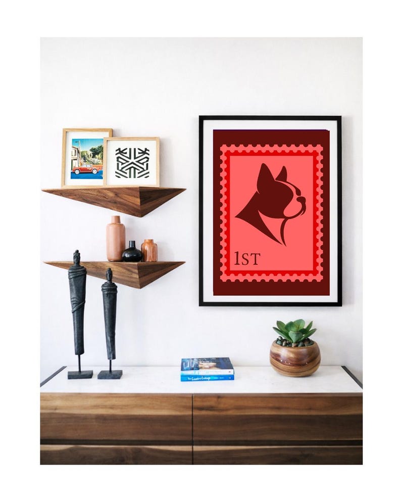 Personalised Dog Pop Art Print, Stamp Style Silhouette Pet Portrait ...