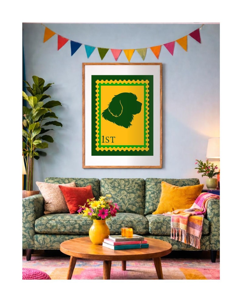Personalised Dog Pop Art Print, Stamp Style Silhouette Pet Portrait ...