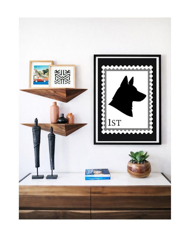 Personalised Dog Pop Art Print, Stamp Style Silhouette Pet Portrait ...