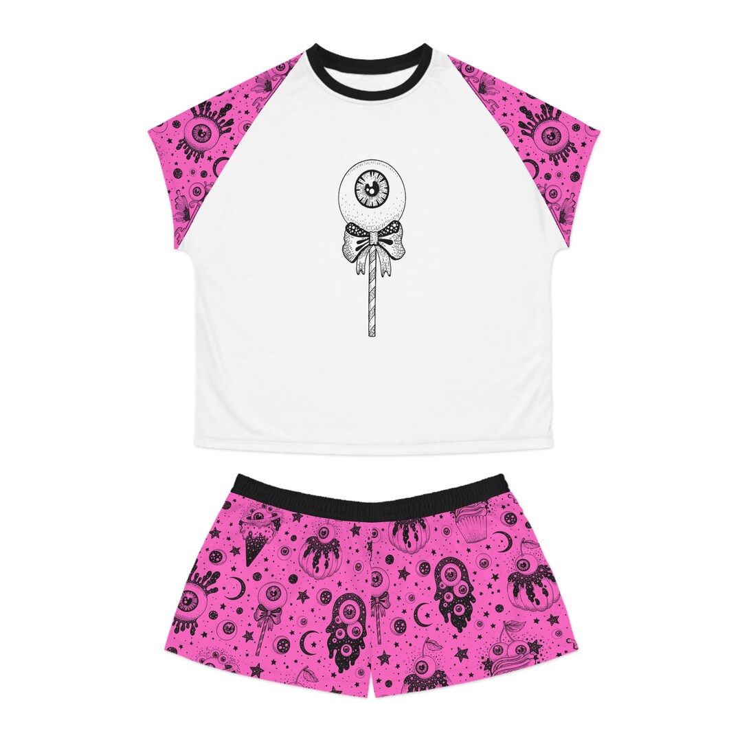 Cosmic Living Sweets Gothic Witchy Vibes Print Women's Short Pajama Set ...