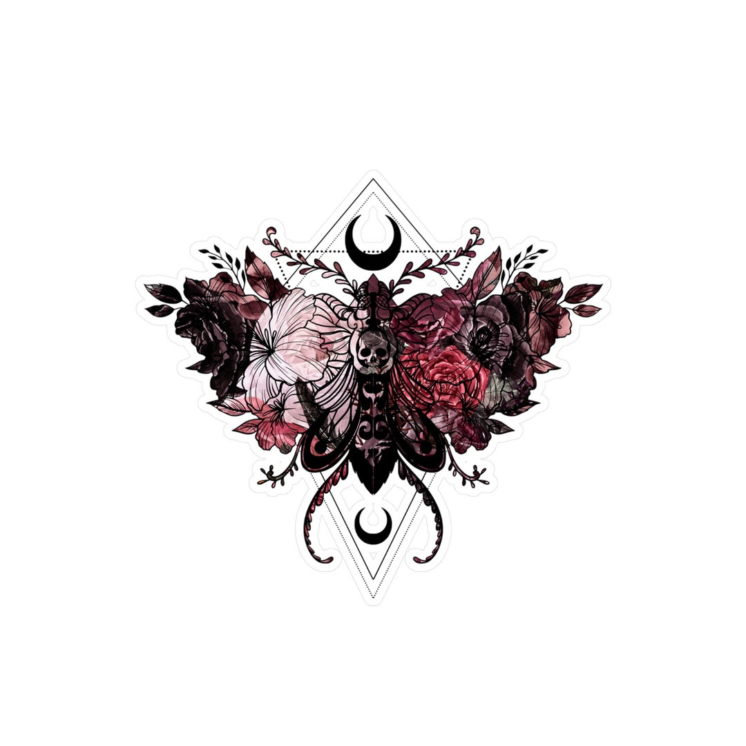 Death Moth Rose and Flower Kiss-cut Vinyl Decals - Etsy