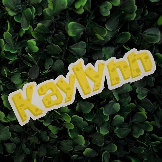 Custom Spongebob Vinyl Name Sticker Water Resistant Sticker - Etsy