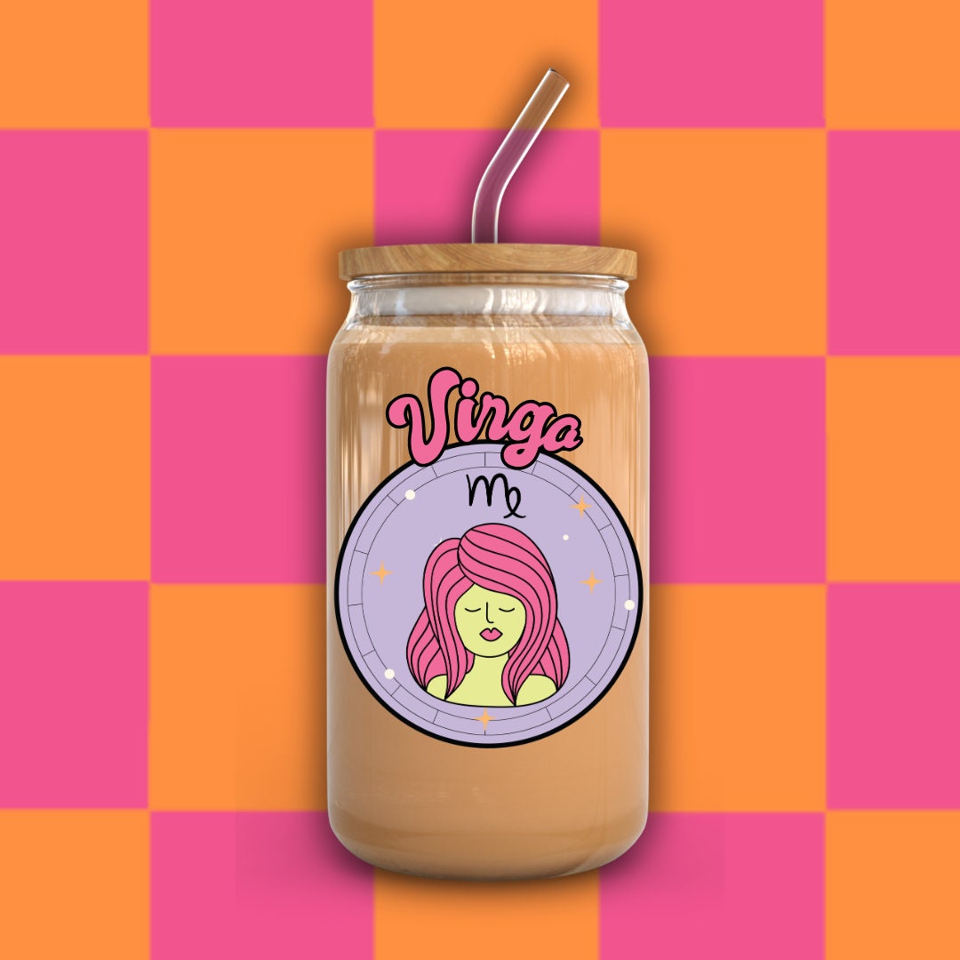 Virgo Astrology Zodiac Sign Beer Can Glass Cup With Bamboo Lid and ...