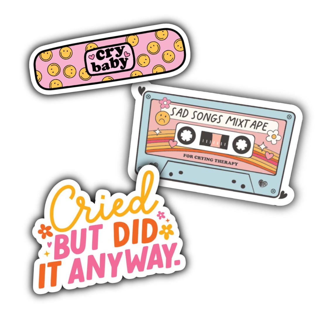 Sad Girl Cry Baby Sticker Bundle | Laptop Sticker | Water Bottle ...