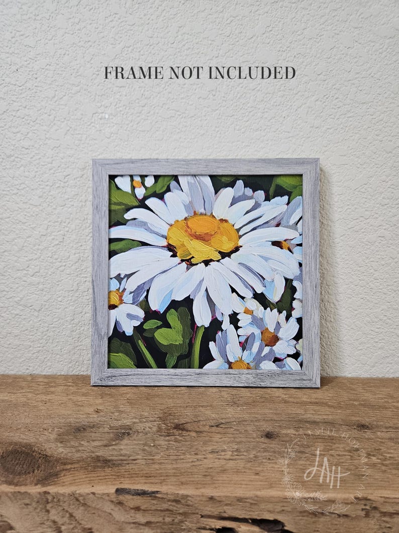 Daisy Art Print, Shasta Daisies Painting, White Daisy Artwork, Original ...