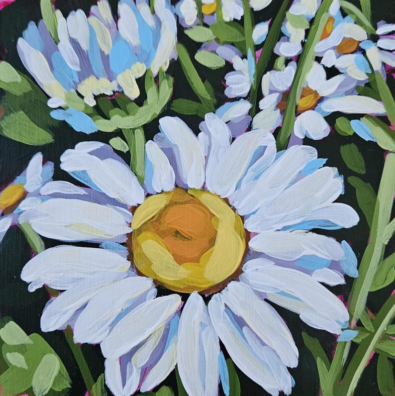 Set of 4 Daisy Note Cards, All-occasion, Blank Inside, Folded Greeting ...