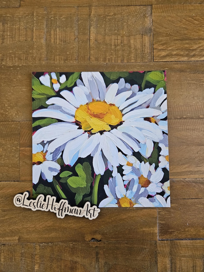 Daisy Art Print, Shasta Daisies Painting, White Daisy Artwork, Original ...