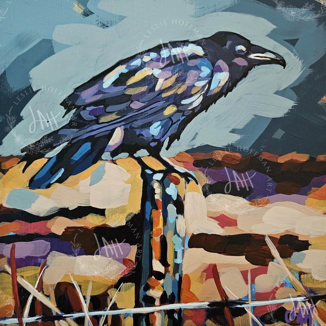 Giclee Print of raven Watching by Leslie Hoffman Raven Art Print ...
