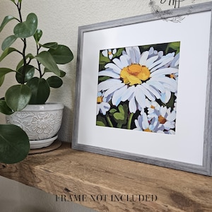 Daisy Art Print, Shasta Daisies Painting, White Daisy Artwork, Original ...