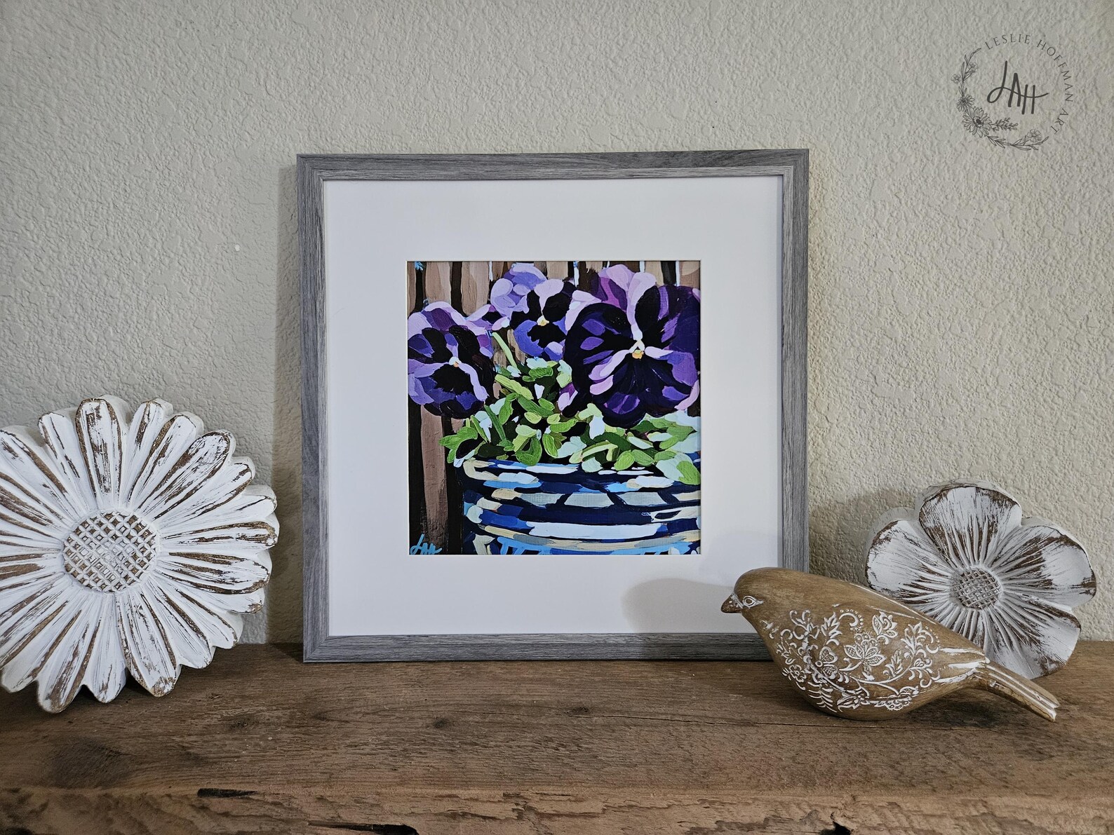 Pansies Art Print, Pansy Painting, Original Art, Purple Floral Wall ...