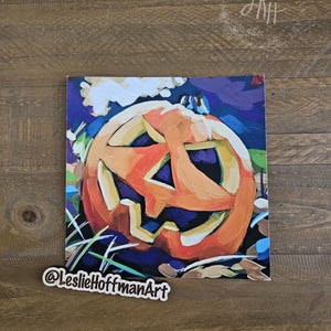 Halloween Pumpkin Art Print, Jack O Lantern Painting, Original Artwork ...