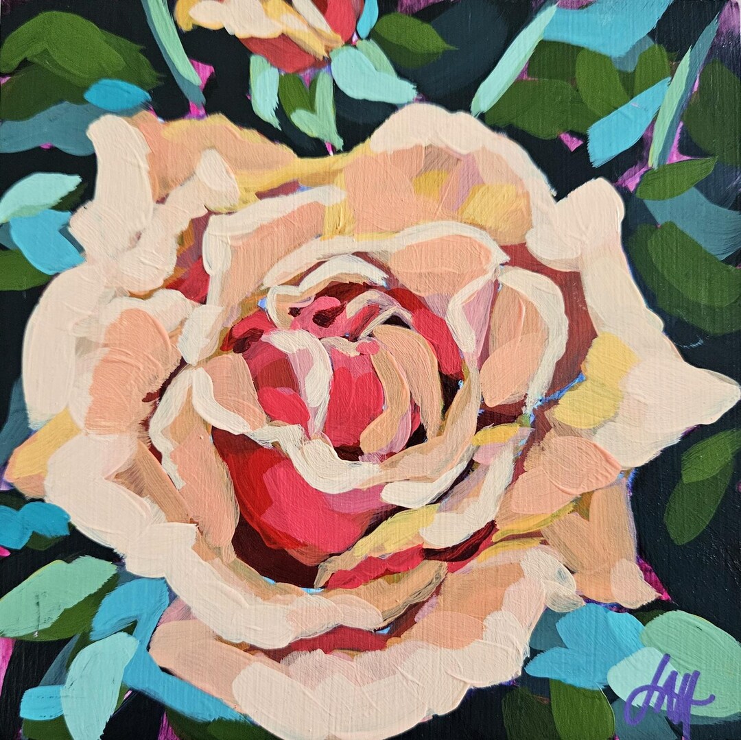 Rose Art Print, Peach Rose Painting, Original Artwork, Mother's Day ...