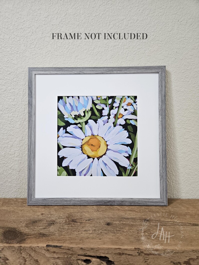 Daisy Art Print, Shasta Daisies Painting, White Daisy Art, Original ...