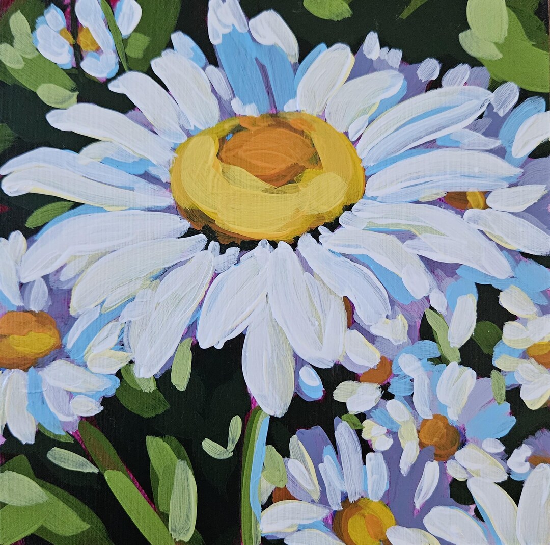 Daisy Art Print, Shasta Daisies Painting, White Daisy Art, Original ...
